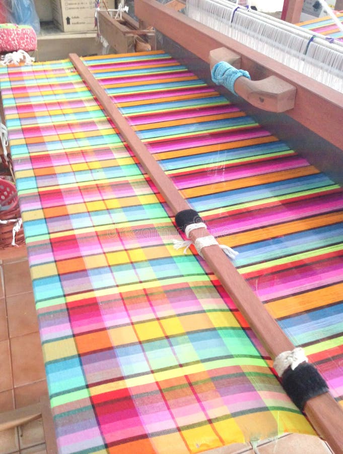 Colorful Stripe Cord on Loom Stock Image - Image of colorful, cord ...