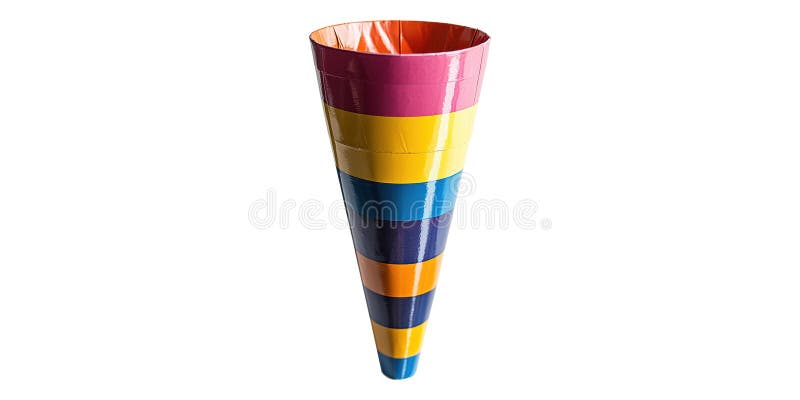 Colorful Striped Cone Shaped Object Isolated on Transparent Background ...