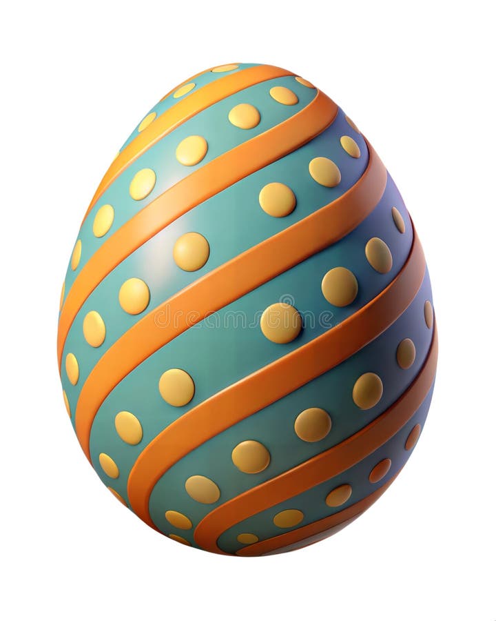 Colorful Striped Easter Egg with Yellow Dots Isolated on White ...
