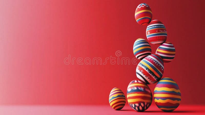Seamless Pattern Striped Easter Eggs Red Background Stock Photos - Free ...