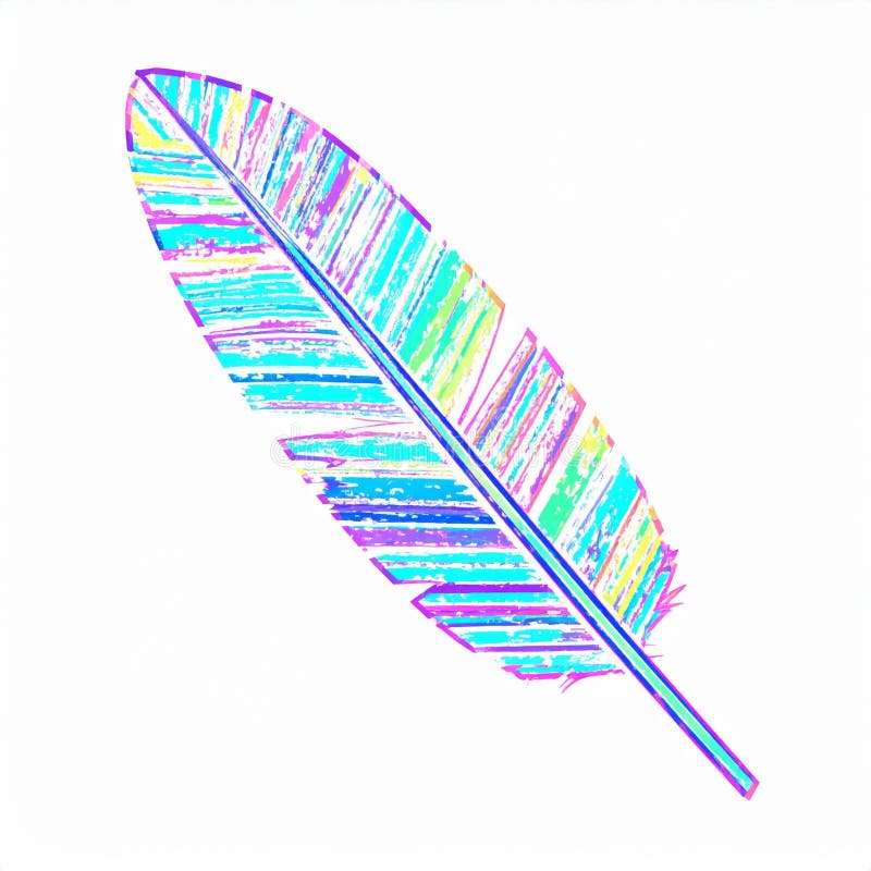 Colorful Striped Feather on White Background Stock Illustration ...