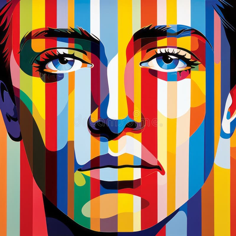 Colorful Striped Female Portrait: a Powerful and Emotive Neo-pop ... Colorful Striped Female Portrait: a Powerful and Emotive Neo-pop ...