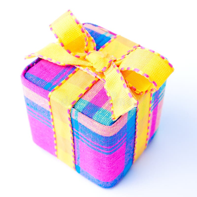 Colorful Striped Gift Box Isolated. Stock Image - Image of blue, purple ...