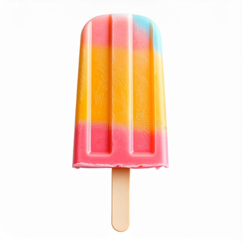 Colorful Striped Popsicle on White Background Stock Illustration ...