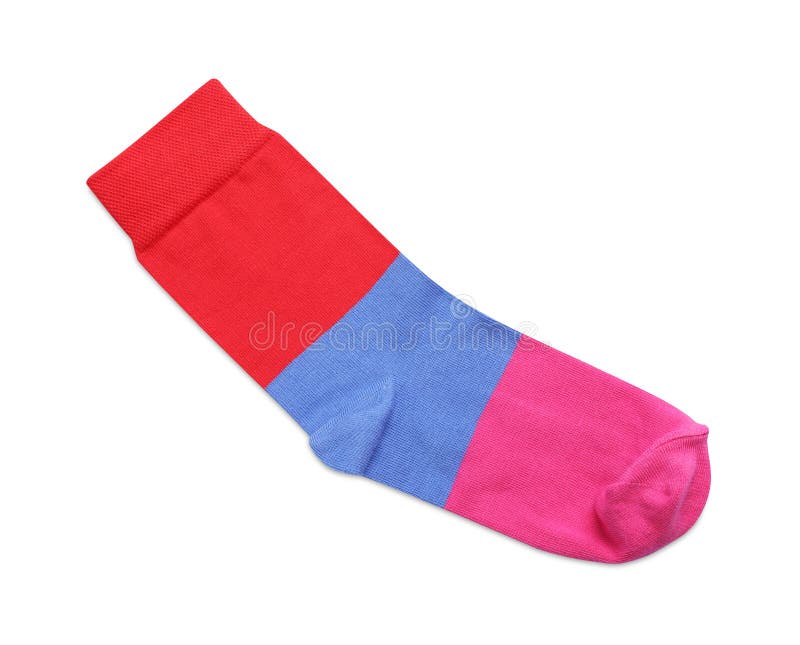 Colorful Striped Sock Isolated on White, Top View Stock Photo - Image ...