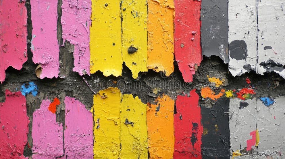 Colorful Striped Wall Texture with Peeling Paint Stock Illustration ...