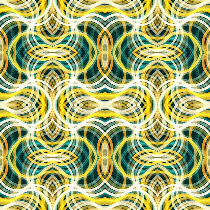 Colorful Stripes with Crossing Wavy Lines Seamless Patterns. Vector ...