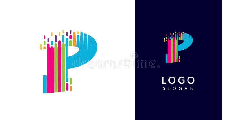 Colorful Stripes Transitioning into Pixel-like Elements Fat Logo ...