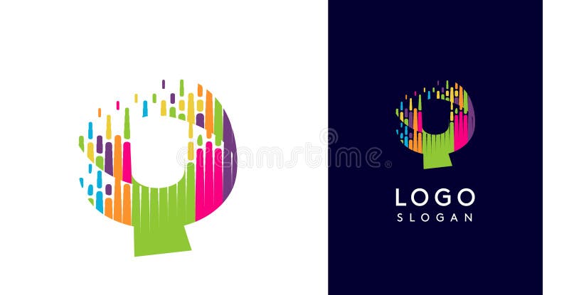 Colorful Stripes Transitioning into Pixel-like Elements Fat Logo ...