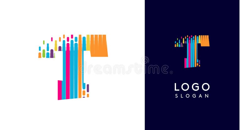 Colorful Stripes Transitioning into Pixel-like Elements Fat Logo ...