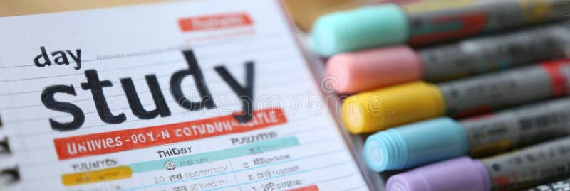 Colorful Study Planner with Highlighted Notes and Markers Showing ...