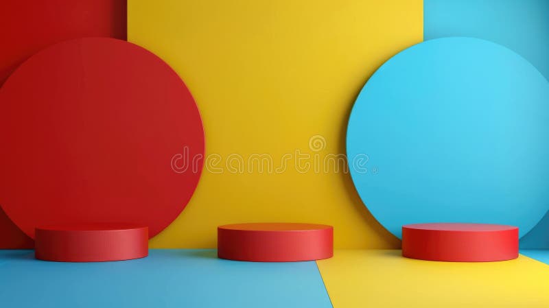 A Colorful Study Room with a Round Table and Two Round Stools, Perfect ...