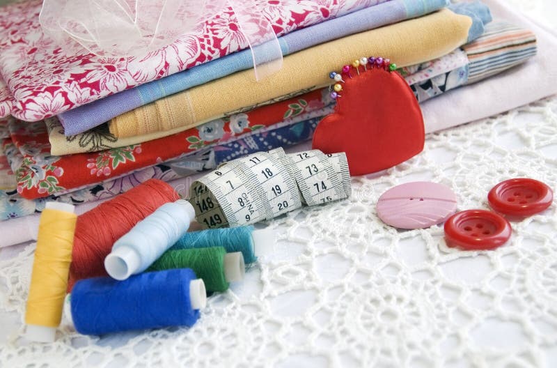 Colorful Stuff for Sewing at Home Stock Photo - Image of dressmaker ...