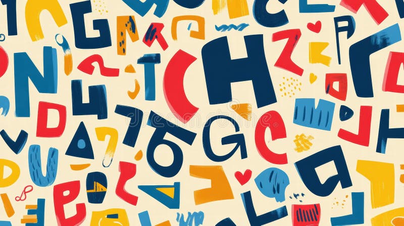 Colorful Stylized Alphabet Arranged in a Playful Repeating Pattern ...
