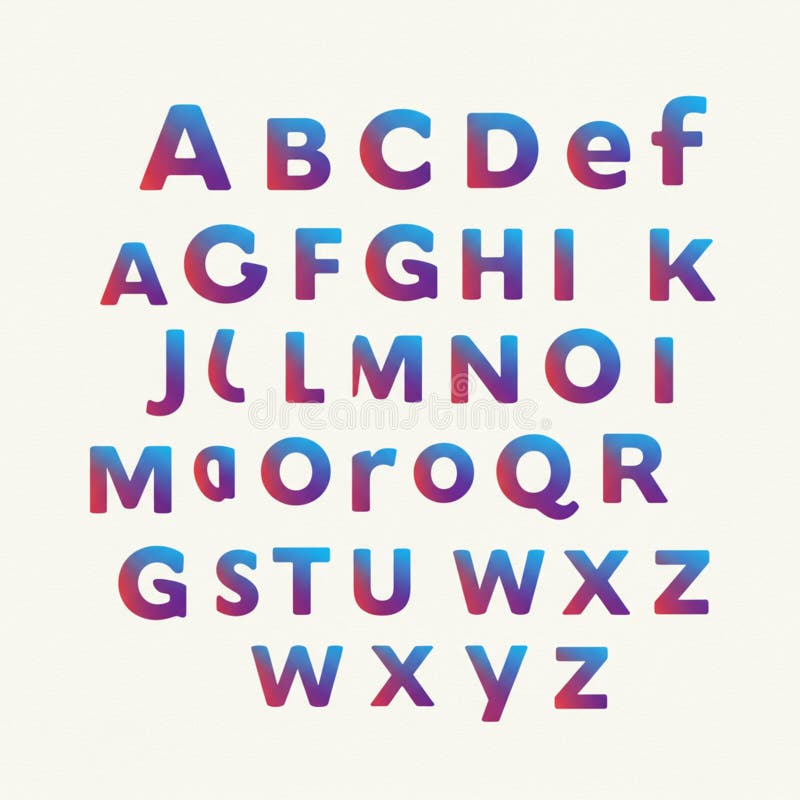 A Colorful, Stylized Alphabet Featuring Uppercase and Lowercase Letters ...