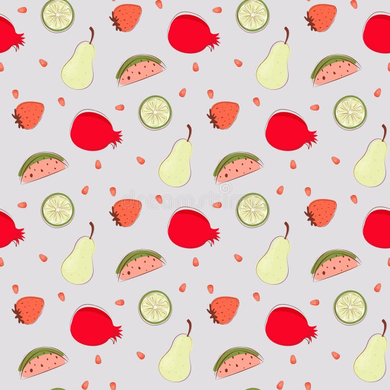 Colorful Stylized Fruits Pattern Design Stock Vector - Illustration of ...