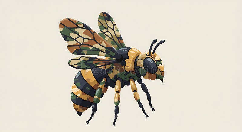 A Colorful, Stylized Illustration of a Bee in Camouflage Stock ...
