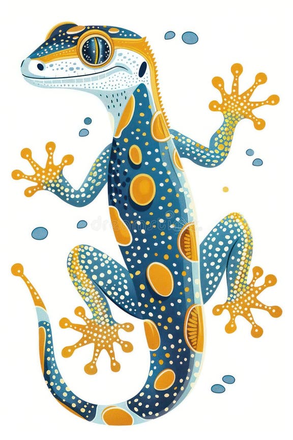 Vibrant Blue and Gold Gecko Illustration, Perfect for Kids Designs ...