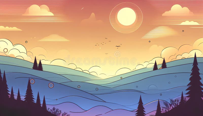 Colorful Stylized Landscape Setting Stock Illustrations – 2,120 ...