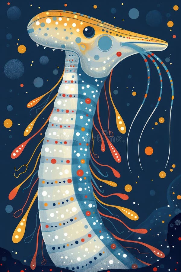 Fantastic Deep Sea Creature with Colorful Tentacles and Dots Stock ...