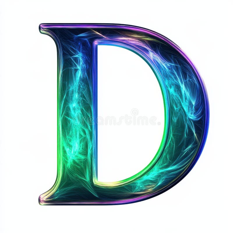 A Colorful, Stylized Letter "D" with a Glowing, Abstract Design Stock ...