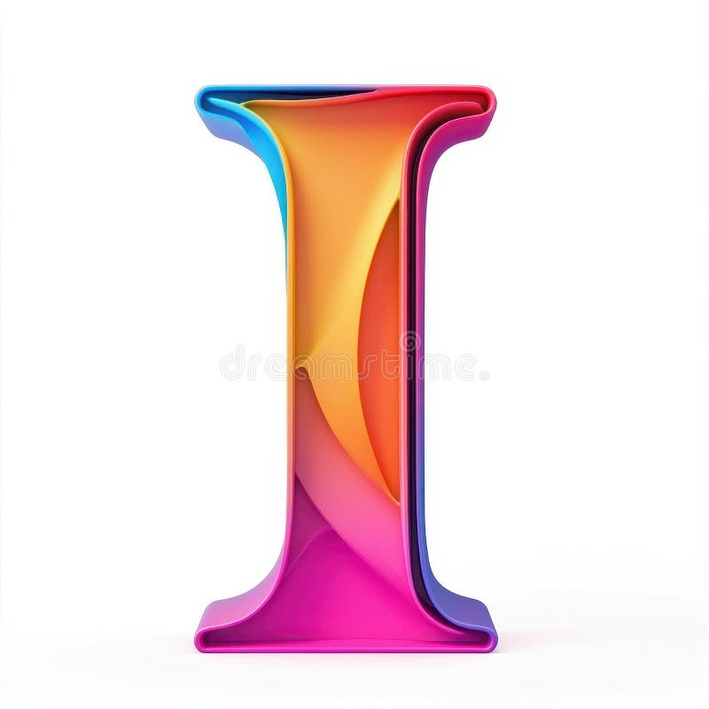 A Colorful, Stylized Letter "I" Featuring Vibrant Gradients and Smooth ...