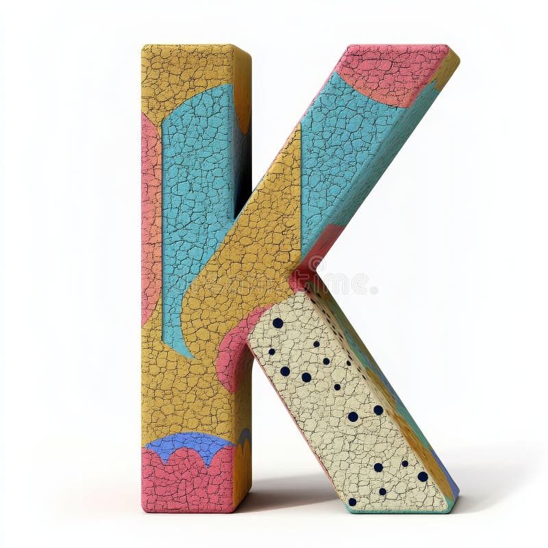 A Colorful, Stylized Letter K with a Textured Design Stock Illustration ...