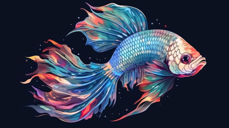 Colorful Stylized Siamese Fighting Fish for Tropical-Themed Designs ...