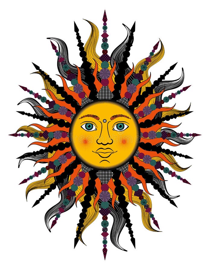 Colorful Stylized Sun. Bitmap in Cheap Popular Style. Stock ...