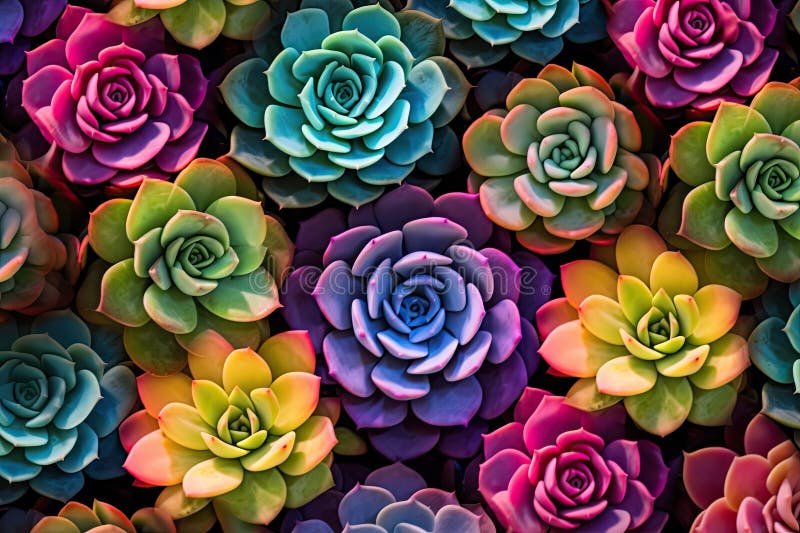 Colorful Succulent Background Stock Image - Image of organic, blossom ...