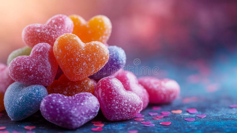 Colorful Sugar Coated Heart Shaped Candies Stock Illustration - Illustration of candies, colors ...