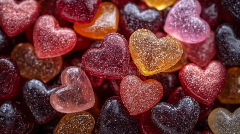 Colorful Sugar Coated Heart Shaped Candies Stock Illustration - Illustration of hearts, orange ...