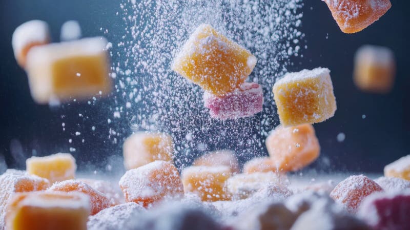 Colorful Sugar Cubes Falling on a Dark Background Stock Illustration ...