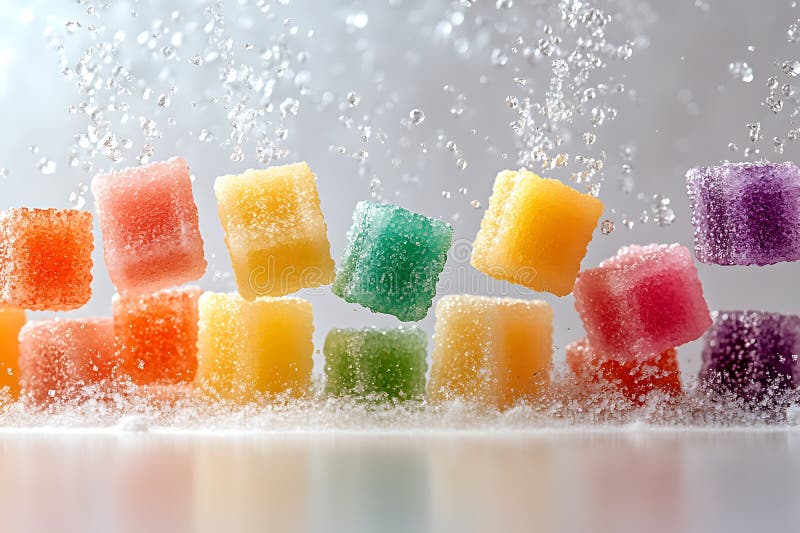 Colorful Sugar Cubes Falling in Water Splash Stock Illustration ...