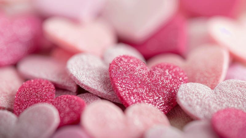 Colorful Sugar Hearts Spread Across a Surface with Soft Focus ...
