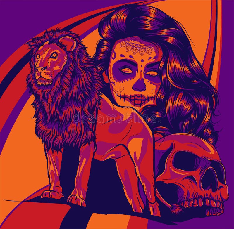 Colorful Sugar Skull Lady Vector Illustration Design Stock Vector ... Colorful Sugar Skull Lady Vector Illustration Design Stock Vector ...