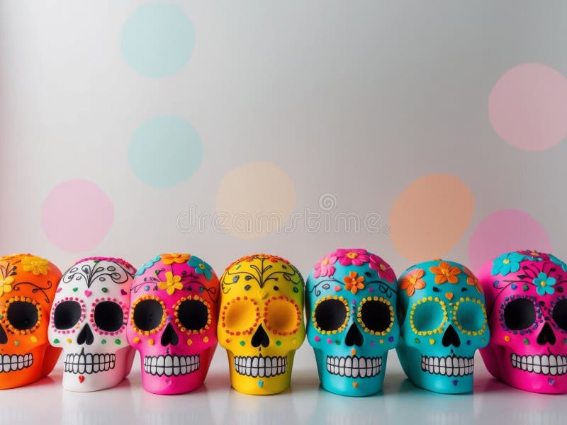 Colorful Sugar Skulls Festive Tradition for Day of the Dead. Stock ...