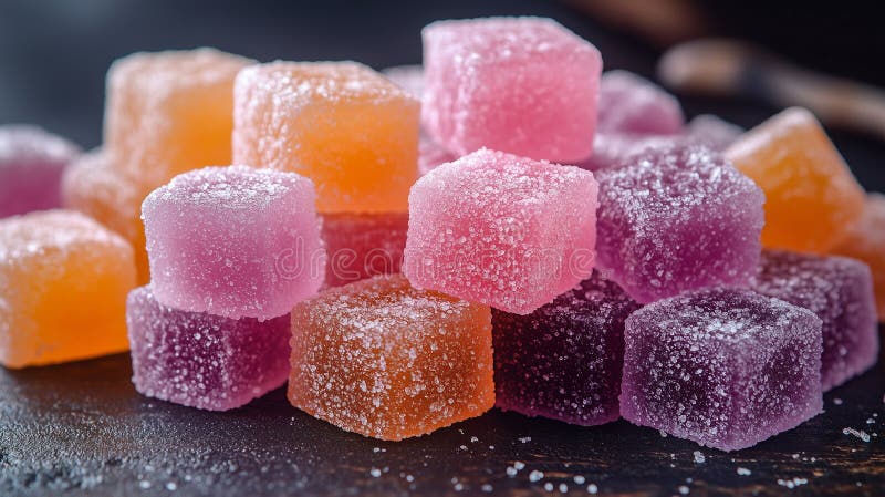 Colorful Sugared Gummy Cubes Background Stock Image - Image of closeup ...