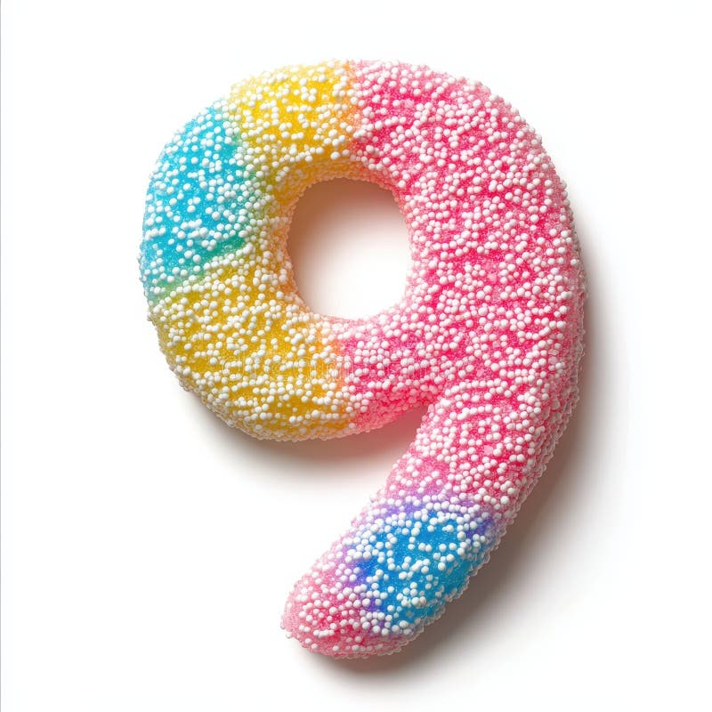 A Colorful, Sugary Number Nine Made of Candy Sprinkles Stock ...