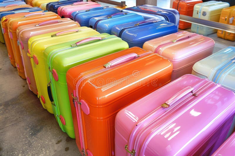 Colorful Suitcase Array in Store Stock Illustration - Illustration of ...