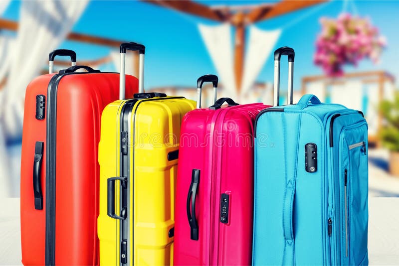 Beautiful Colorful Suitcases on Background Stock Photo - Image of ...