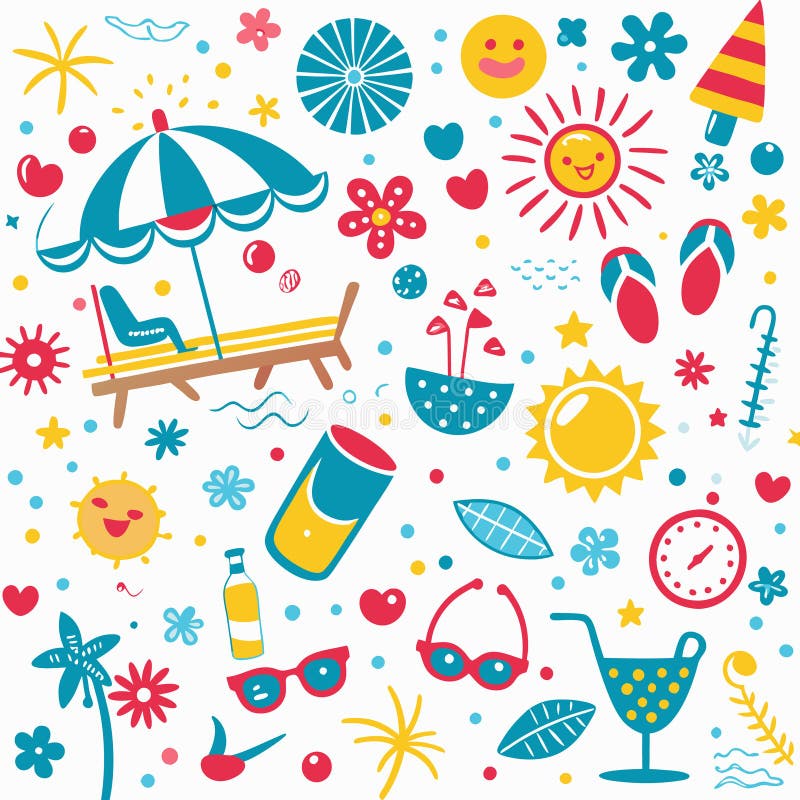 Colorful Summer Beach Party Elements Stock Vector - Illustration of ...