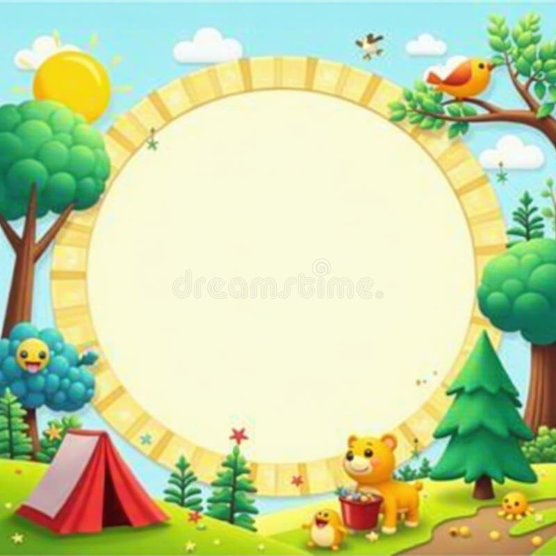 Colorful Summer Camp Themed Background with Various Activity Icons ...