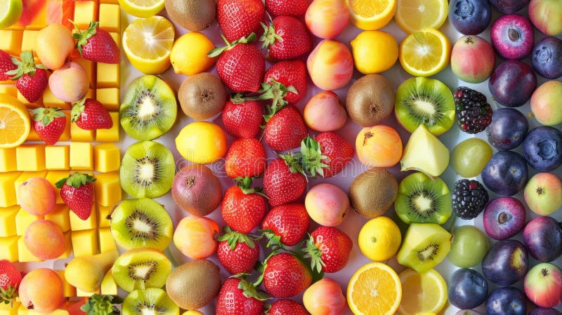 Colorful Summer Fruit Pattern Arranged in a Checkerboard Layout Stock ...