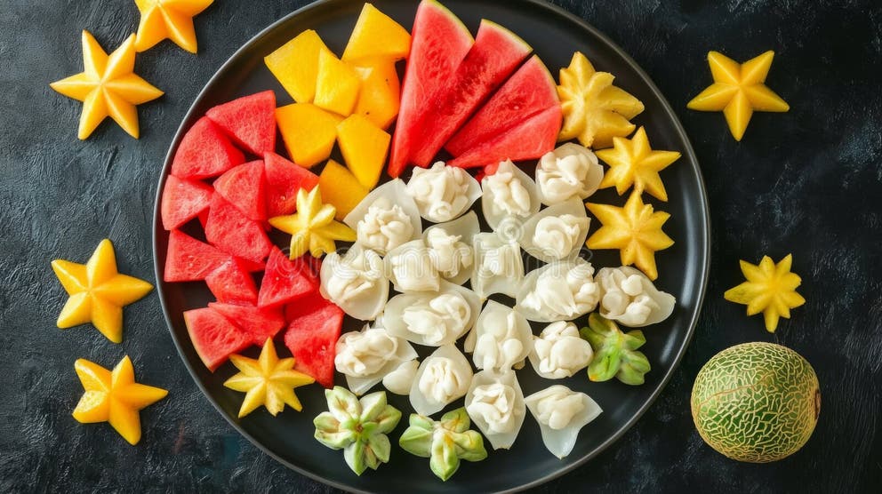 Colorful Summer Fruit Platter with Watermelon, Mango, and Star Fruit ...