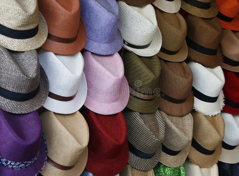 Colorful summer hats stock photo. Image of brown, window - 41445564