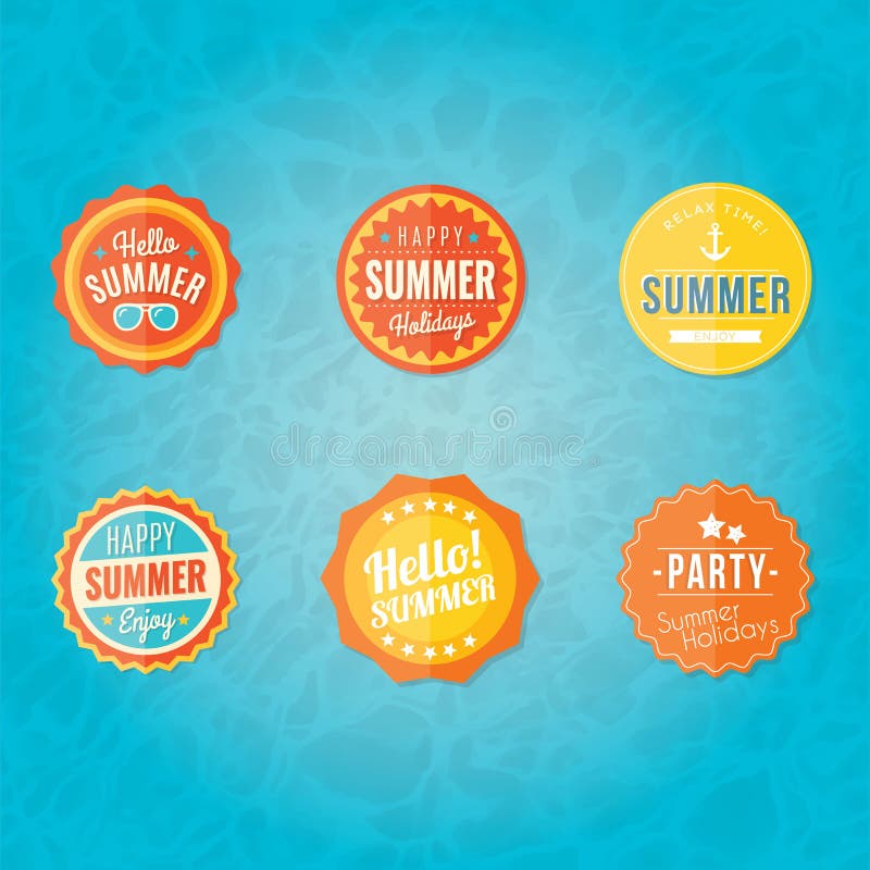 Colorful summer labels stock vector. Illustration of vacation - 71979818