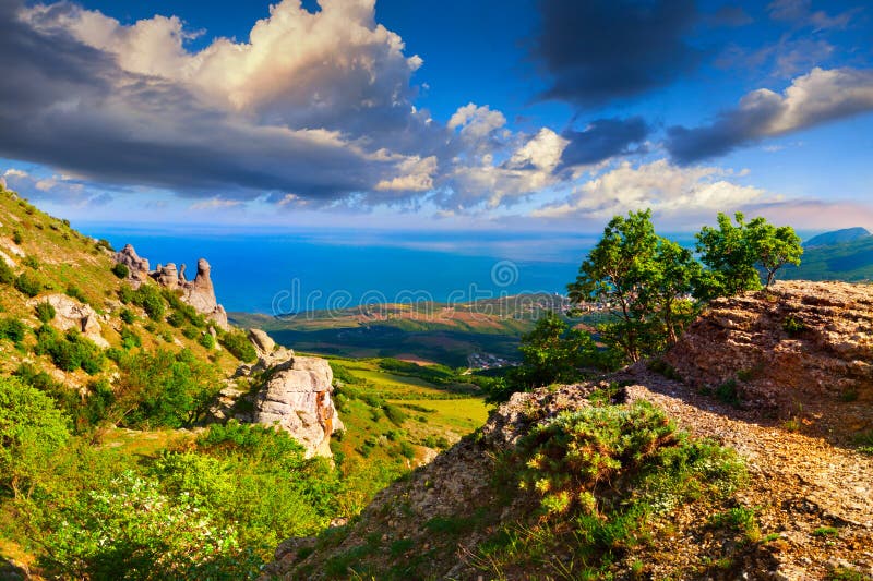 Colorful Summer Landscape in Crimea Stock Photo - Image of cliff, color ...
