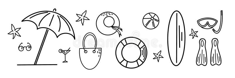 Colorful Summer Pattern with Hand Drawn Beach Elements. Fashion Print ...