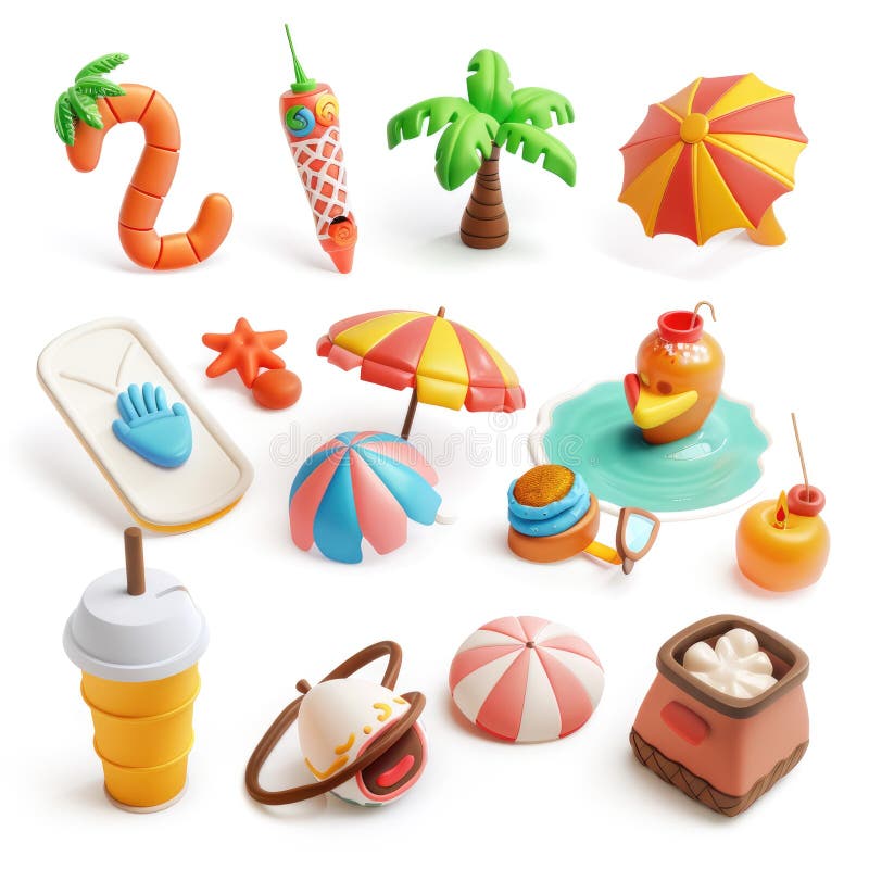 Colorful Summer Pool Toys Isolated on White Background Stock Photo ...